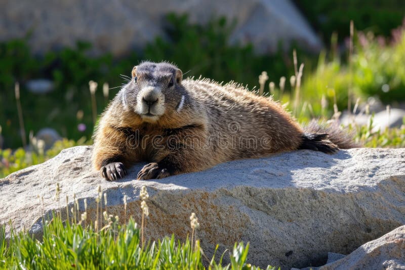 Tarbagan Marmot( Marmota Camtschatica Pallas) is Basking in the Sun ...