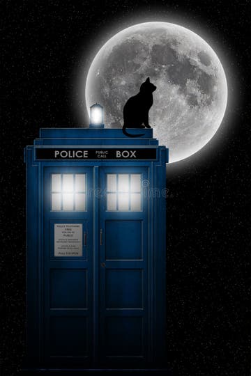 Tardis in the moonlight stock illustration. Illustration of wallpaper ...