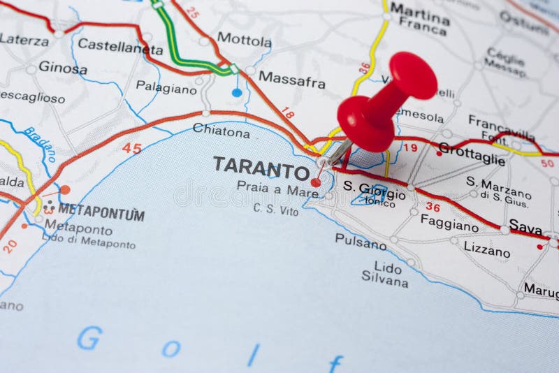Tarente Italie Sur Une Carte Image stock - Image du isolement ...