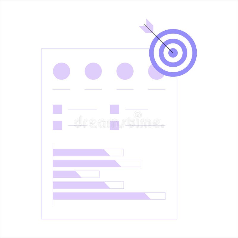 Target Achieved on Business Report in Flat Vector Illustration ...