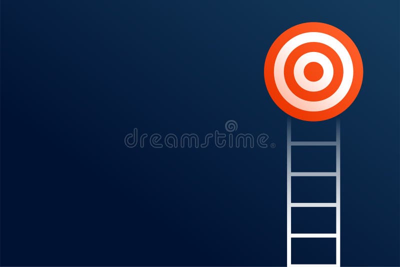 Target Achievement Concept with White Ladder on Blue Wall Vector Stock ...