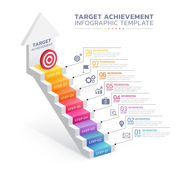 Target Achievement Staircase Infographic Steps Template Background ...