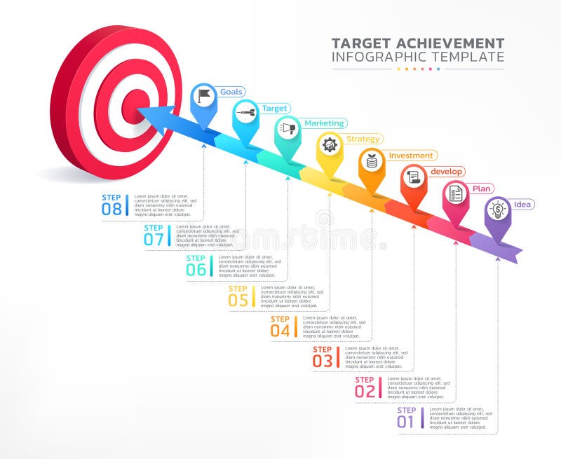 Target Achievement Staircase Infographic Steps Template Background ...