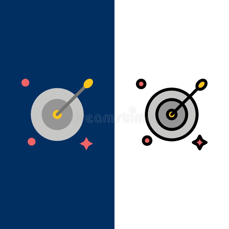 Target, Aim, Arrow Icons. Flat and Line Filled Icon Set Vector Blue ...