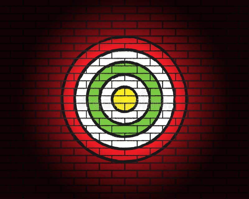 Target or Aim, Illumination, Red Brick Wall Stock Vector - Illustration ...
