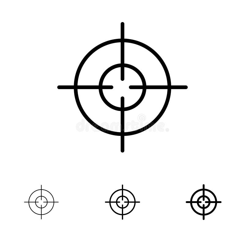 Target, Aim, Interface Bold and Thin Black Line Icon Set Stock Vector ...