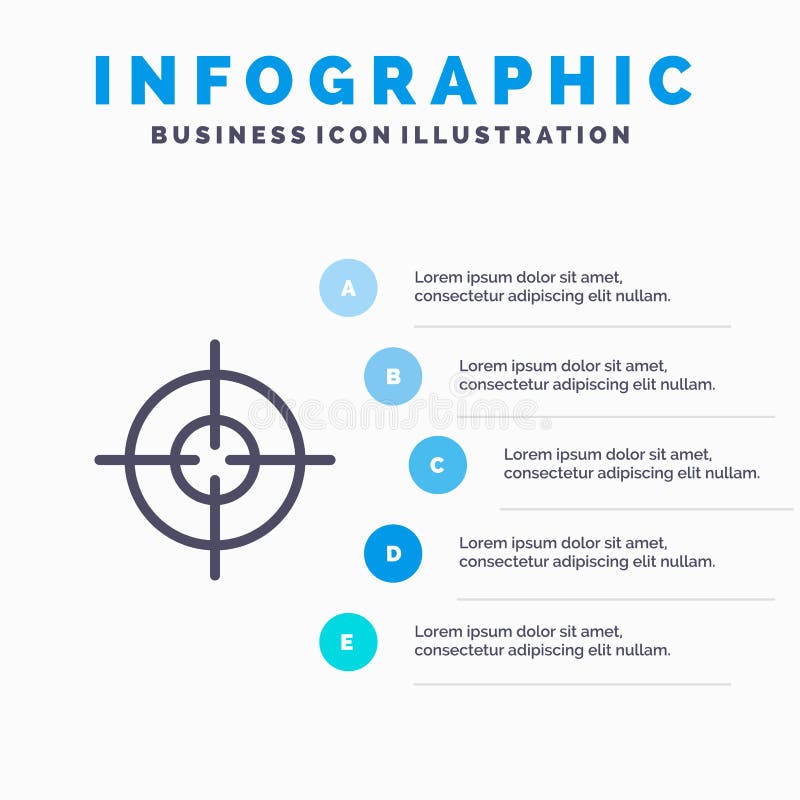 Target, Aim, Interface Line Icon with 5 Steps Presentation Infographics ...