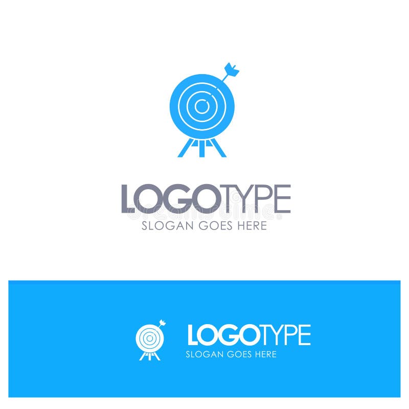 Target, Archery, Arrow, Board Blue Solid Logo with Place for Tagline ...