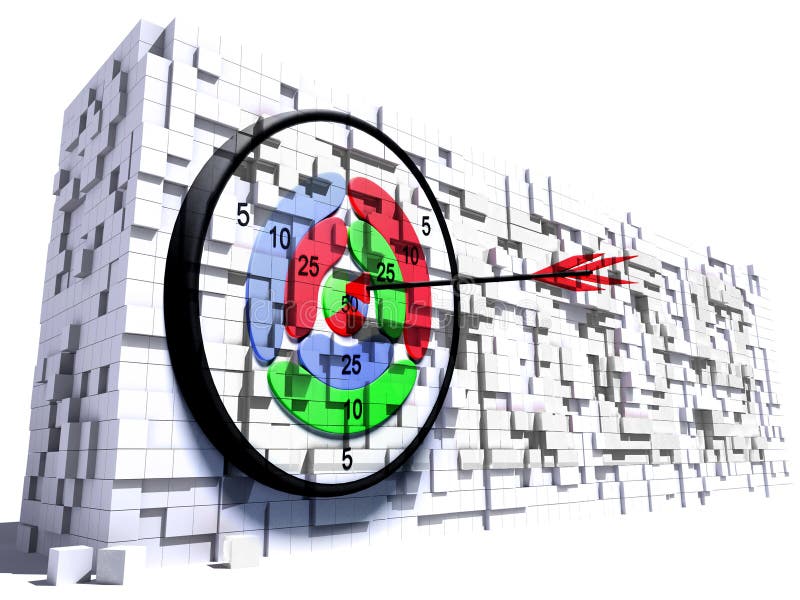 A Target and Arrow on Brick Wall Stock Illustration - Illustration of ...