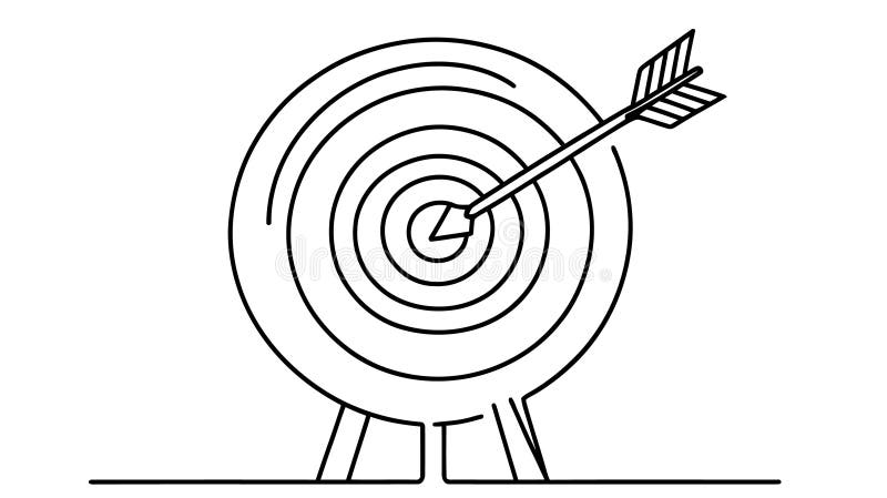 Target with Arrow Continuous Line Drawing. Hand Drawn Linear Goal ...