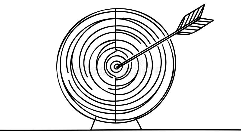 Target with Arrow Continuous Line Drawing. Hand Drawn Linear Goal ...