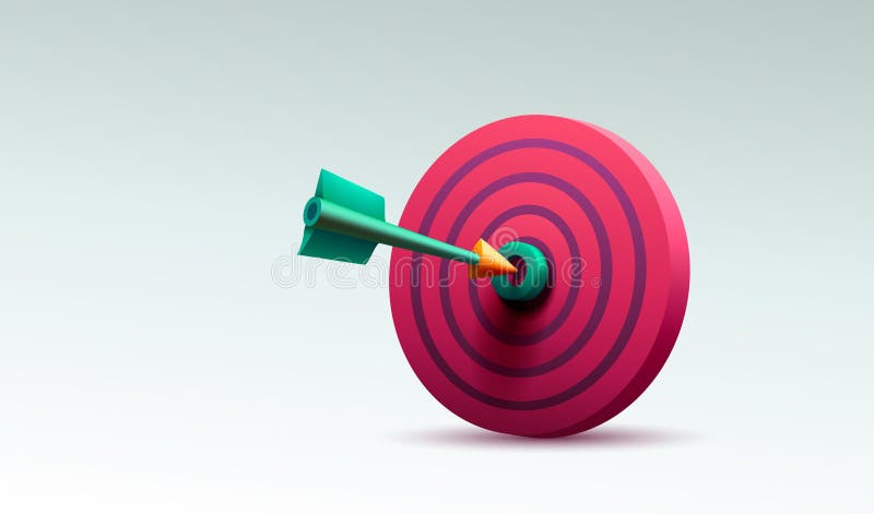 Target and Arrow, 3d Object on White Background. Vector Illustration ...