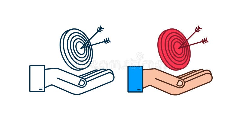 Target with an Arrow on Hands Flat Icon Concept Market Goal Vector ...