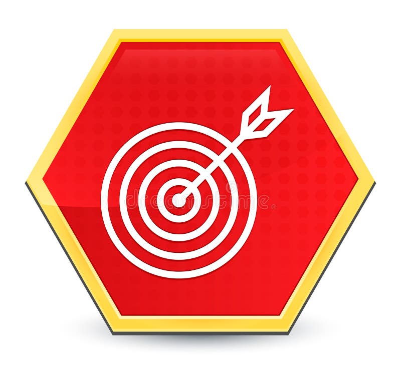 Target Arrow Icon Abstract Red Hexagon Button Bright Yellow Frame ...