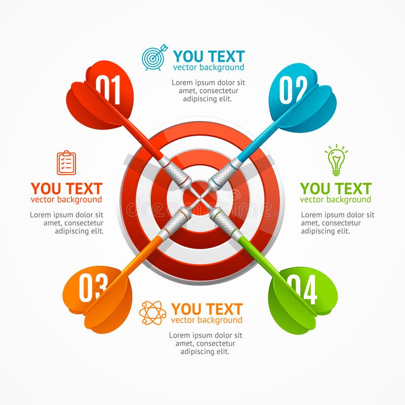 Target with Arrow Menu Infographic Option Banner Card. Vector Stock ...