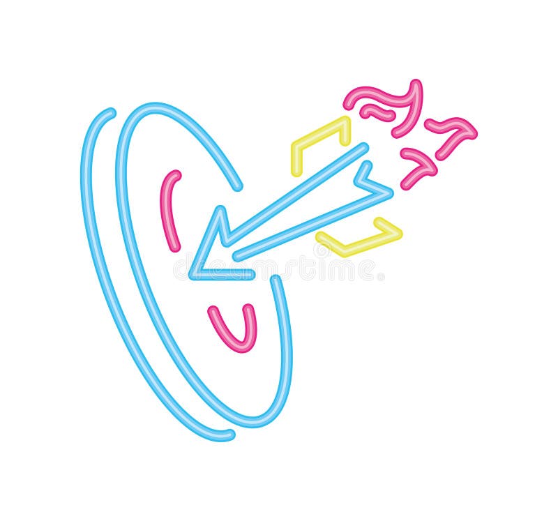 Target and Arrow Onfire Neon Lights Stock Vector - Illustration of ...