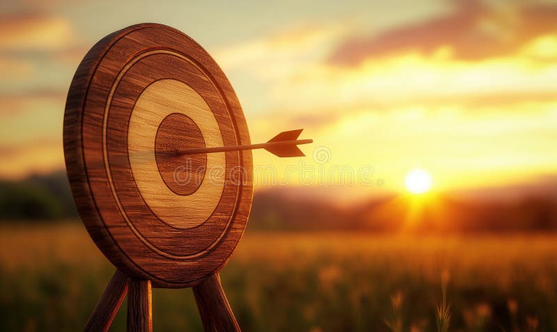 Target with Arrow at Sunset in a Field, Symbolizing Goals and ...