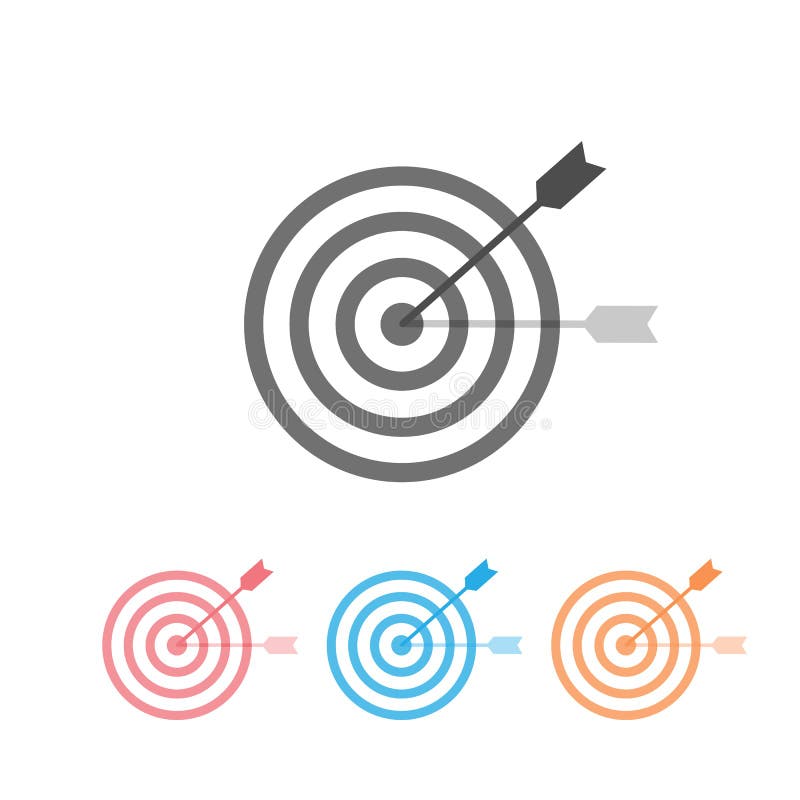 Target and Arrow Vector Icon Set in Trendy Flat Style. Business Concept ...
