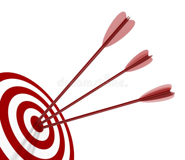 Archery Arrows Hit Round Target Bullseye Center Stock Illustrations ...