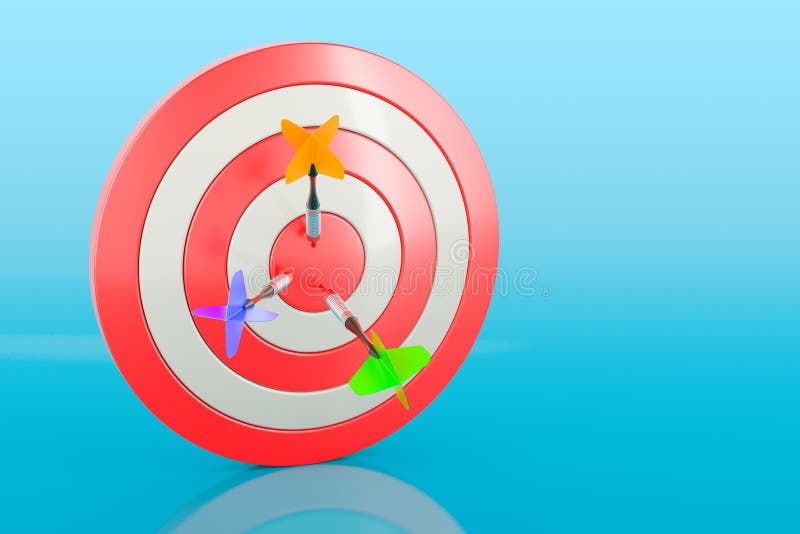 Target with Arrows on Blue Background, 3D Rendering Stock Illustration ...