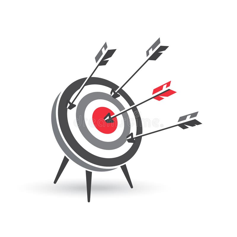 Target with Arrows. Hitting Center of Target on Several Attempts Stock ...