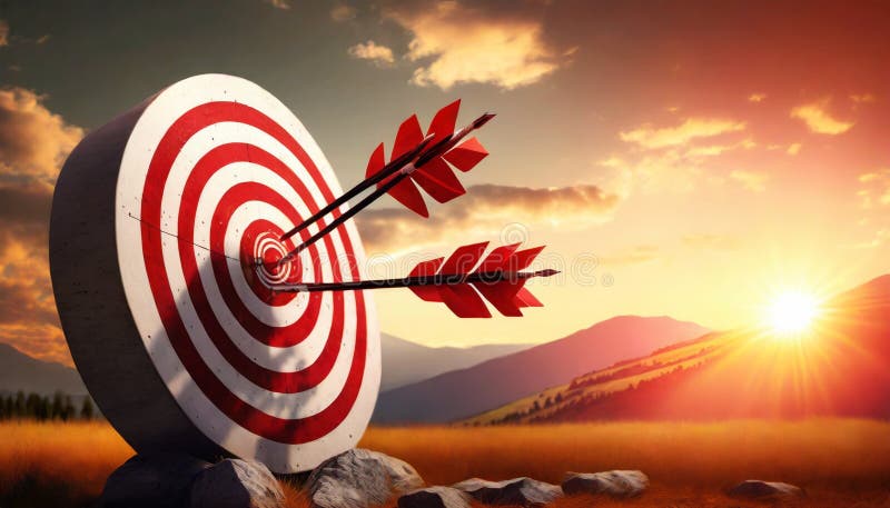Target with Arrows in the Middle at Sunset Stock Illustration ...