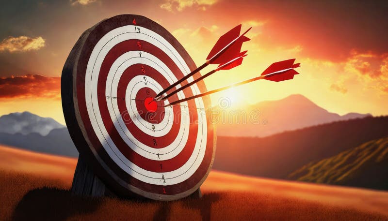 Target with Arrows in the Middle at Sunset Stock Illustration ...