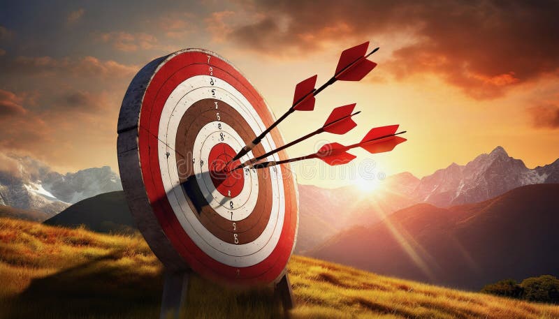 Target with Arrows in the Middle at Sunset Stock Illustration ...