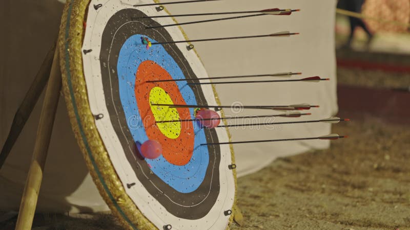 Target and Arrows Sticking Out of it Stock Footage - Video of ...