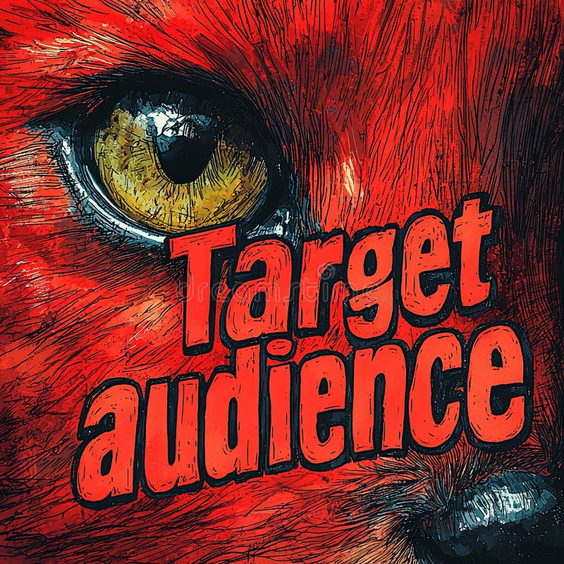 Target Audience Concept with Bold Lettering and Eye Illustration Stock ...