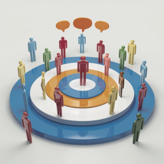 Target Audience Concept with Diverse Figures and Speech Bubbles Stock ...