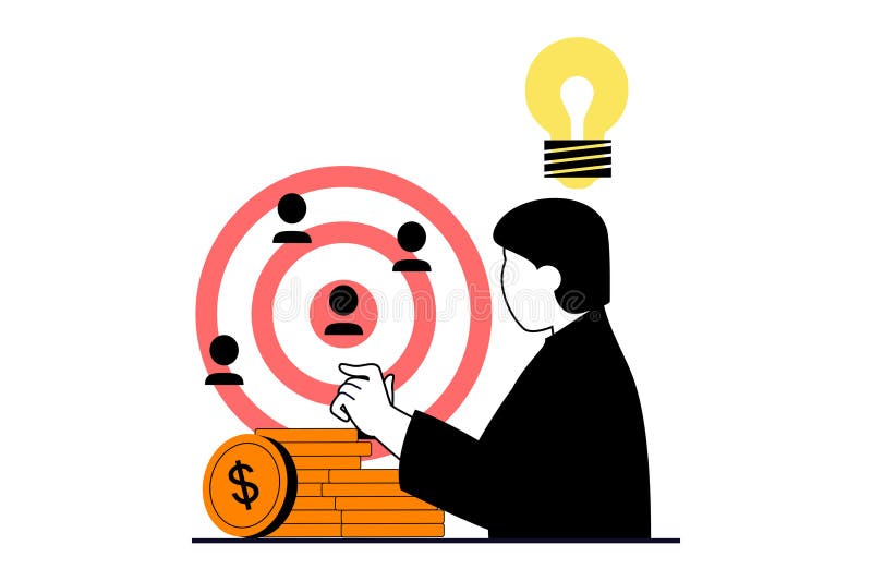 Target Audience Concept with People Scene in Flat Web Design. Vector ...