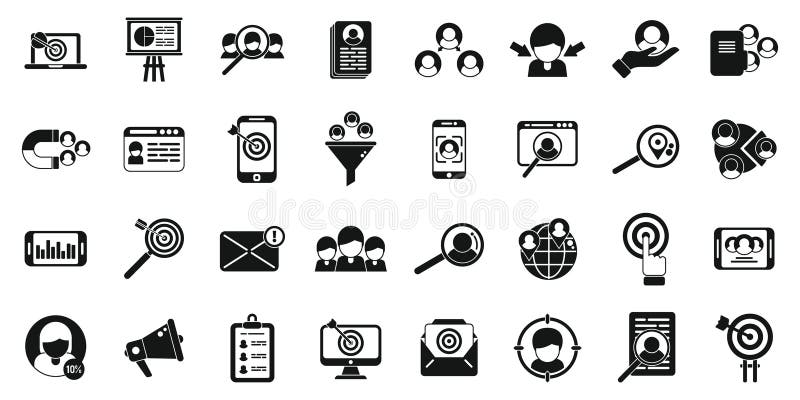 Target Audience Icons Set Simple Vector. Media Service Stock Vector ...