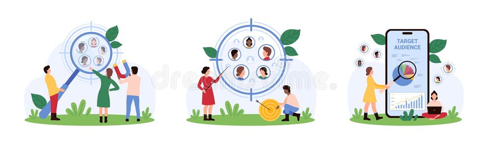 Target Audience Research Set, Tiny People with Magnifying Glass Study ...