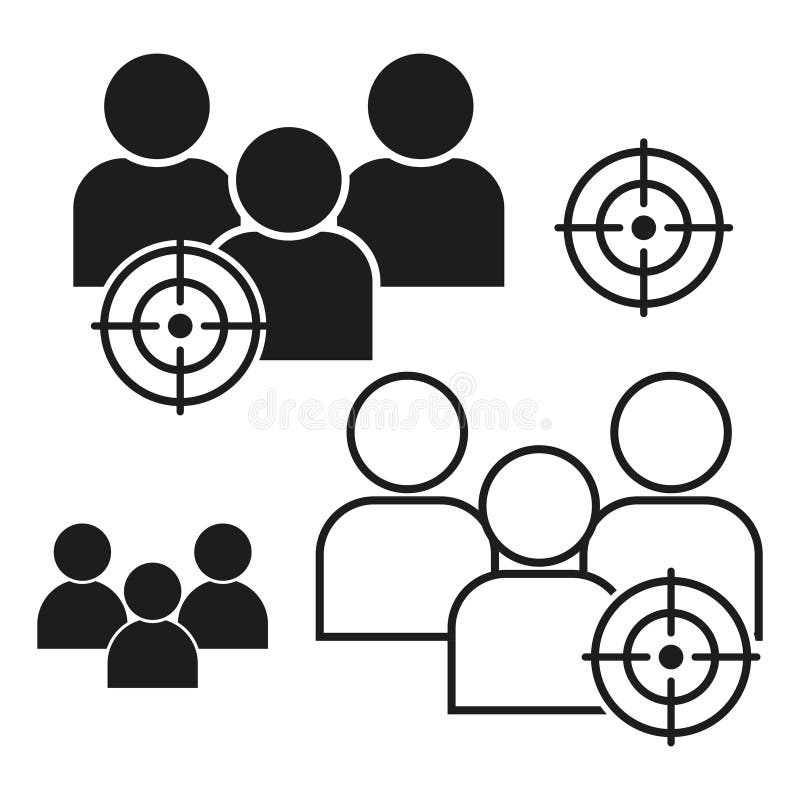Target Audience Vector. Black and White. Group with Target Icon. Simple ...