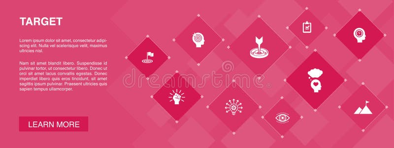 Target Banner 10 Icons Concept.big Stock Vector - Illustration of ...