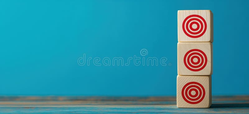 Target Blocks Stacked Vertically, Vibrant Blue Background, Wooden ...