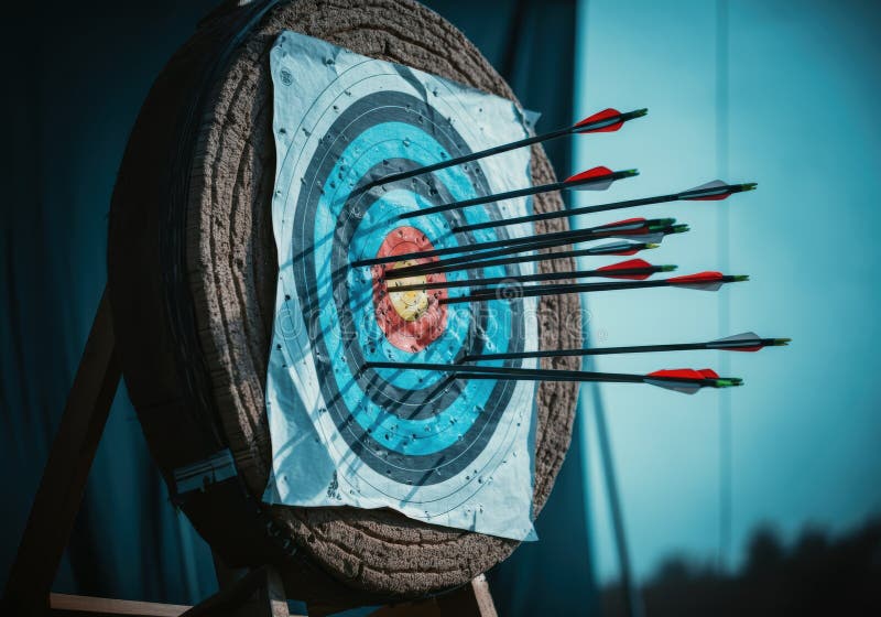Target Board with Arrows Demonstrating Precision and Focus in Archery ...
