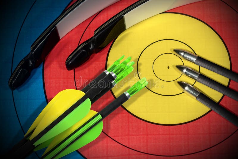 Target with Bow and Arrows - Archery Sport Stock Image - Image of ...