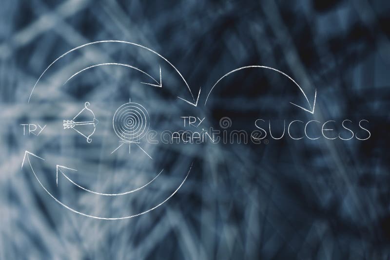 Target and Bow Icon into Try and Try Again until Success Graph W Stock ...