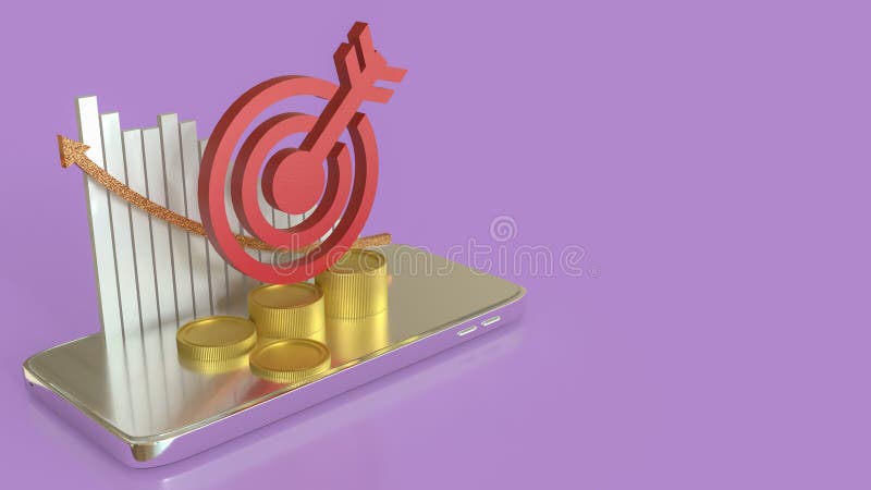 The Target and Chart on Mobile for Business Concept 3d Rendering Stock ...