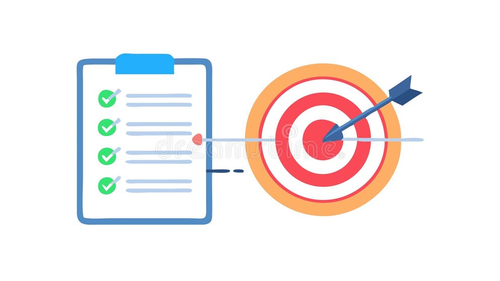 Target and Checked Clipboard Icon, Project Approval, Vector Design ...