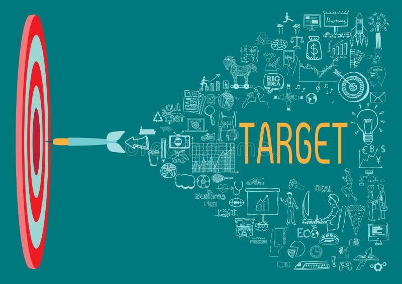 Target Concept with Business Doodles. Stock Illustration - Illustration ...