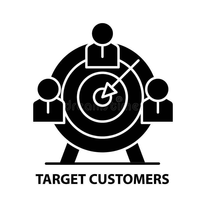 Target Customers Icon, Black Vector Sign with Editable Strokes, Concept ...