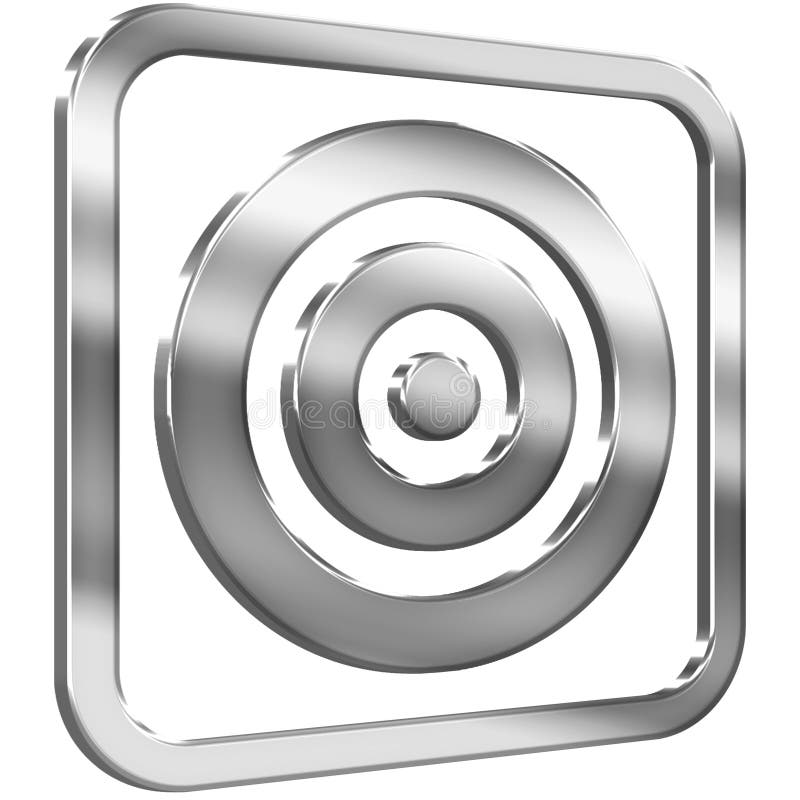 Target 3D Icon with Silver Metallic Effect Stock Illustration ...