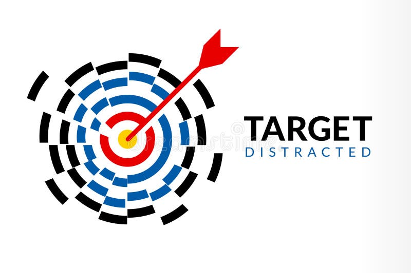 Target Distracted but Achieving Goal Fast Brainstorming Hard Work Tired ...