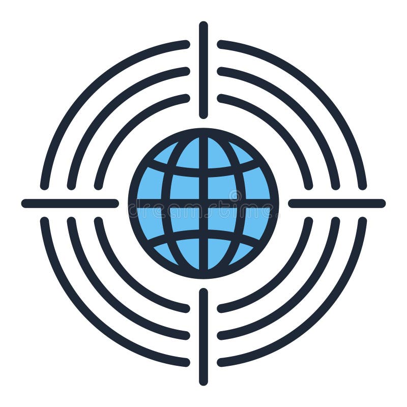 Target with Earth Globe Vector World Blue Icon or Design Element Stock ...