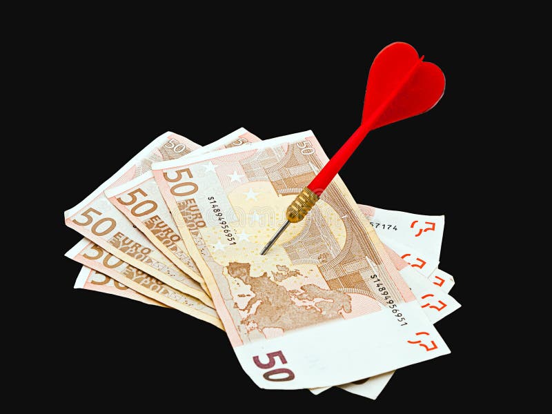 Target Euros - Notes with Red Dart Metaphor Stock Photo - Image of ...
