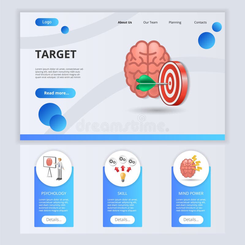 Target Flat Landing Page Website Template. Psychology, Skill, Mindpower ...