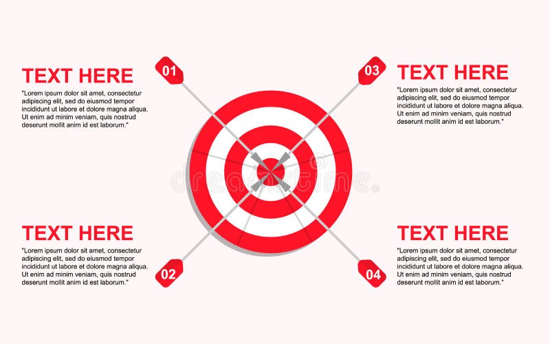 Target with Four Arrows with Numbers and Text, Infographic Template ...
